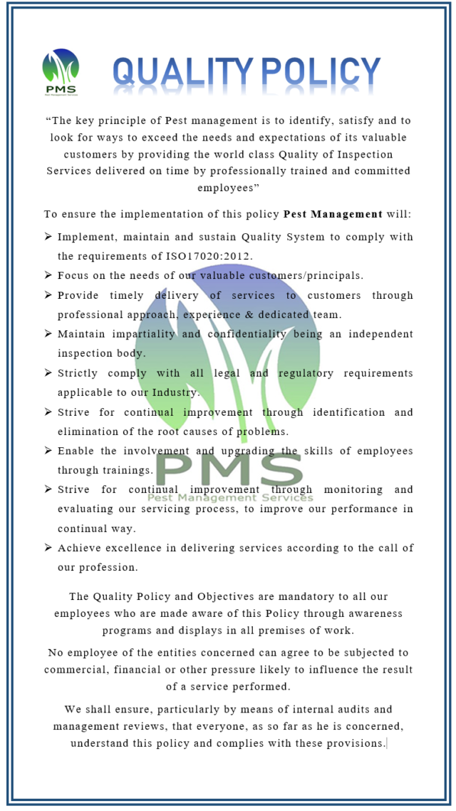 Our Policy – PMS Group